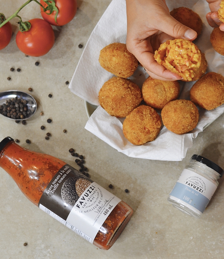 Arancinis à la sauce tomate à la truffe | Recettes | Favuzzi | Huiles d ...